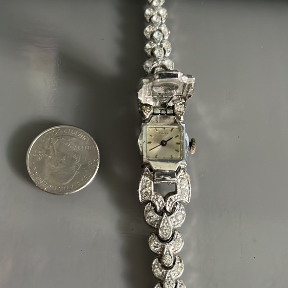 Timex | Accessories | Vintage Art Deco Rhinestone Braided Manual Watch ...